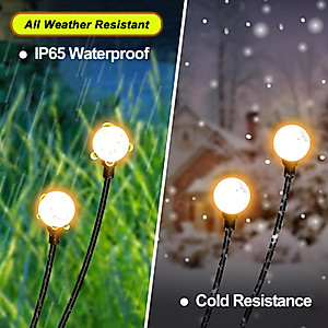 48 LED 4 Packs Solar Garden Lights, Firefly Lights Solar Outdoor Waterproof, Swaying Outdoor Lights with 2 Modes, High Flexibility Iron, Solar Powered Yard Patio Walkway Pathway Decoration, Warm White