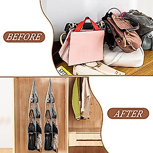 Ceuku Hanging Handbag Organizer 2 Pcs Hanging Purse Organizer with 8 Easy Access Pockets Dustproof Hanging Bag Organizer for Purse Handbag, Purse Organizer for Closet Space Saving Grey 46” L x 13.8” W