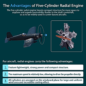 Five-Cylinder Radial Engine Model Kit, 230 Pieces 1:6 DIY Metal Aircraft Mechanical Working Motor Assembly Kit