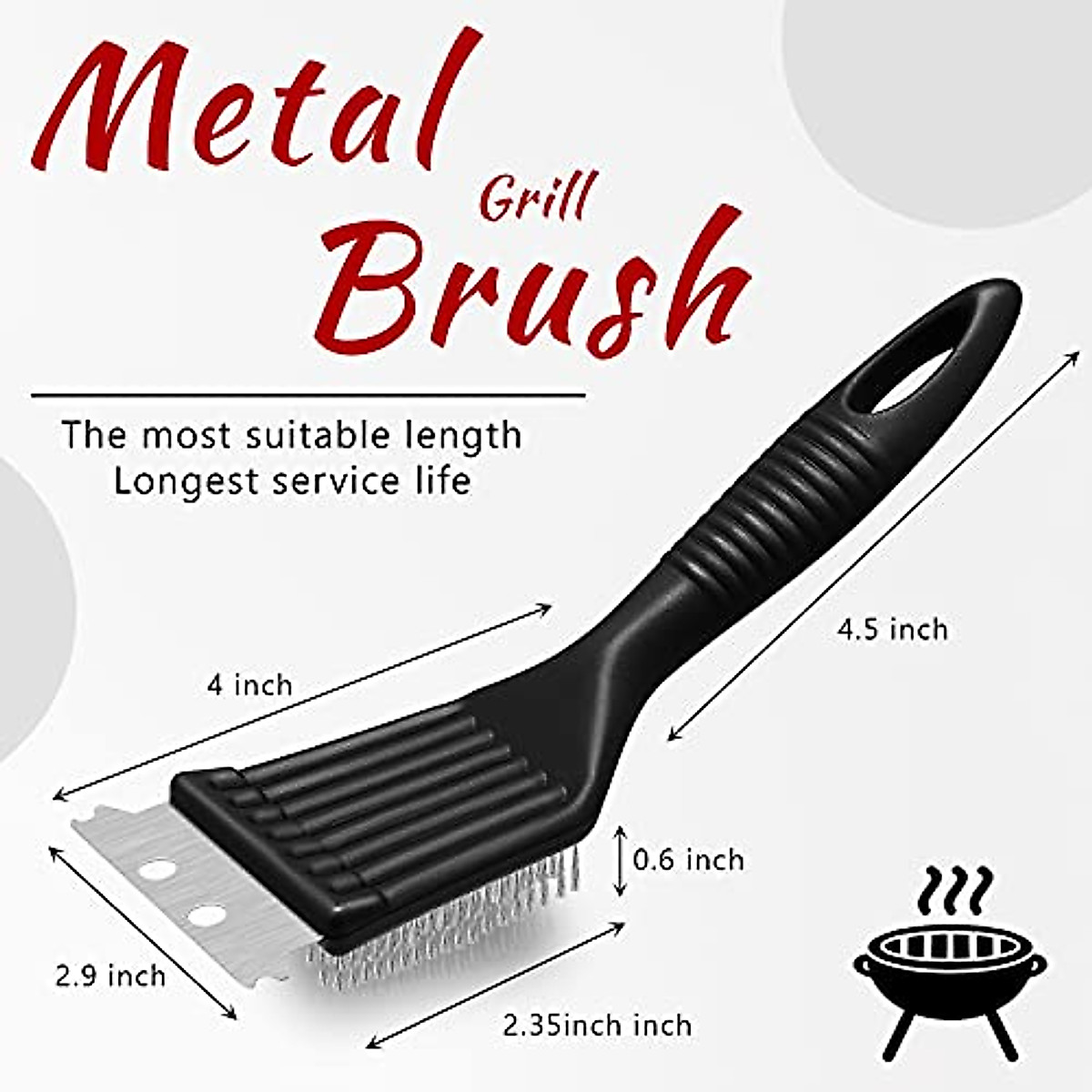 2 Pieces 8 Inch Grill Brush and Scraper Stainless Steel Wire Grill Brush Extra Strong BBQ Cleaner Accessories Heavy Duty Barbecue Grill Cleaning Brush Grill Grate Brush Cleaner
