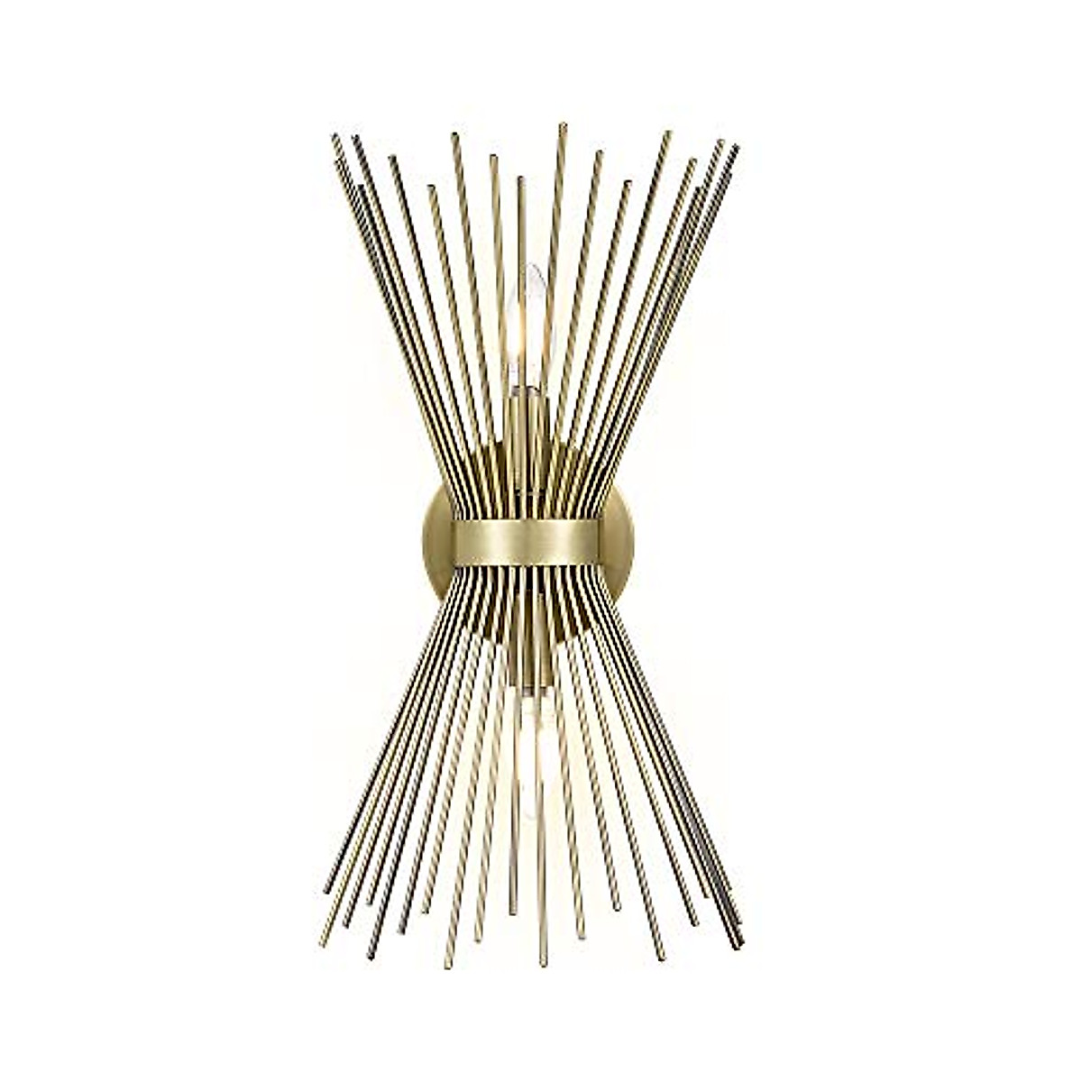 Amazon Brand – Rivet Mid-Century Modern Metal Starburst 2-Light Wall Sconce Lamp, Bulbs Included, 17.5"H, Antique Gold