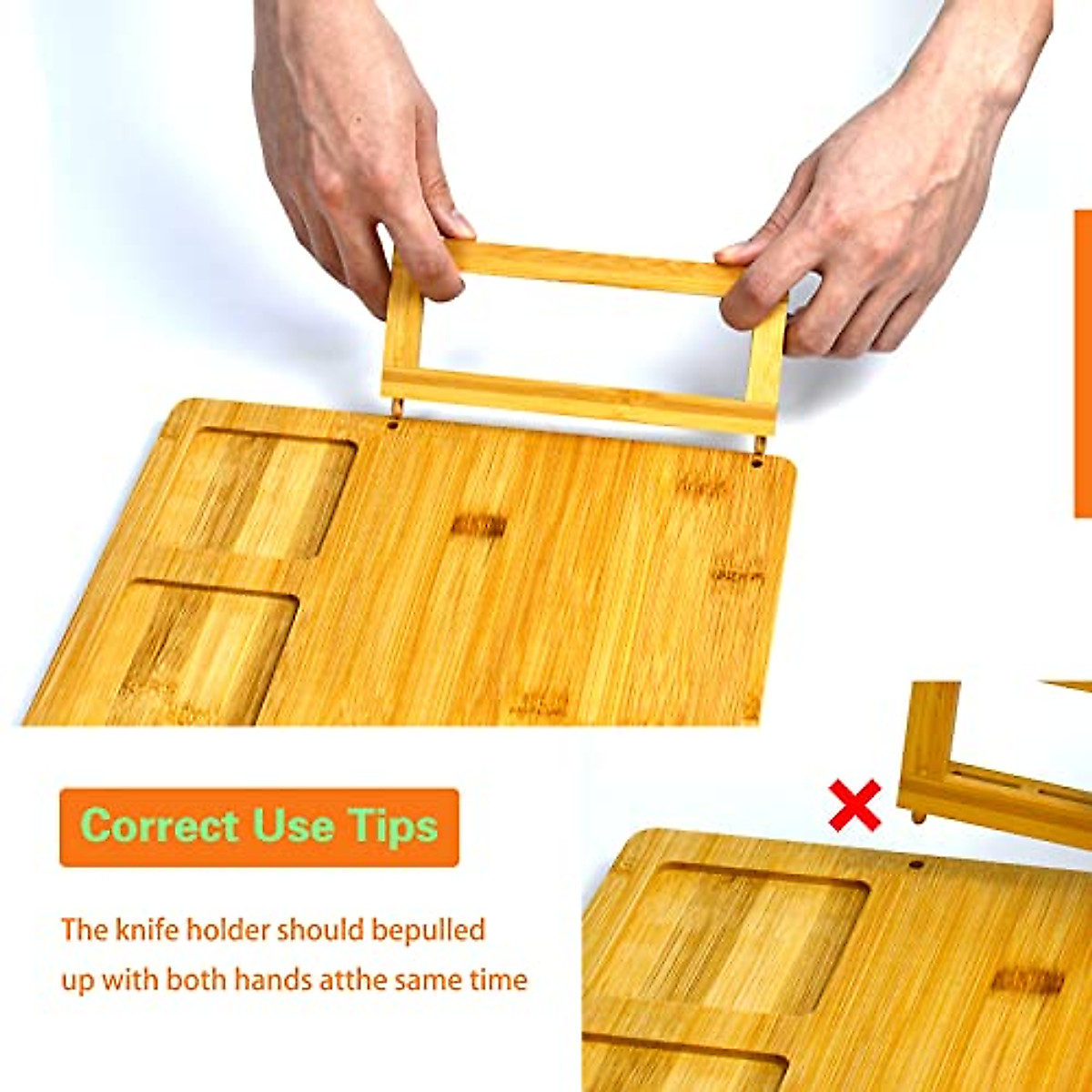 Mondax Premium Bamboo Cheese Board Wooden Charcuterie Platter and Sever Tray with 4 Stainless Steel Knife Thick Fancy Cheese Board Set Kitchen Living-Room House Warming Wedding Ideal