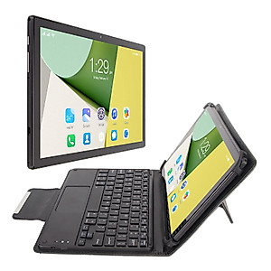 GLOGLOW FHD Tablet, 8GB RAM 256GB ROM 2 in 1 10.1 Inch Tablet Black 100-240V 8MP Front 16MP Rear with Keyboard for Reading for Android 12 (US Plug)