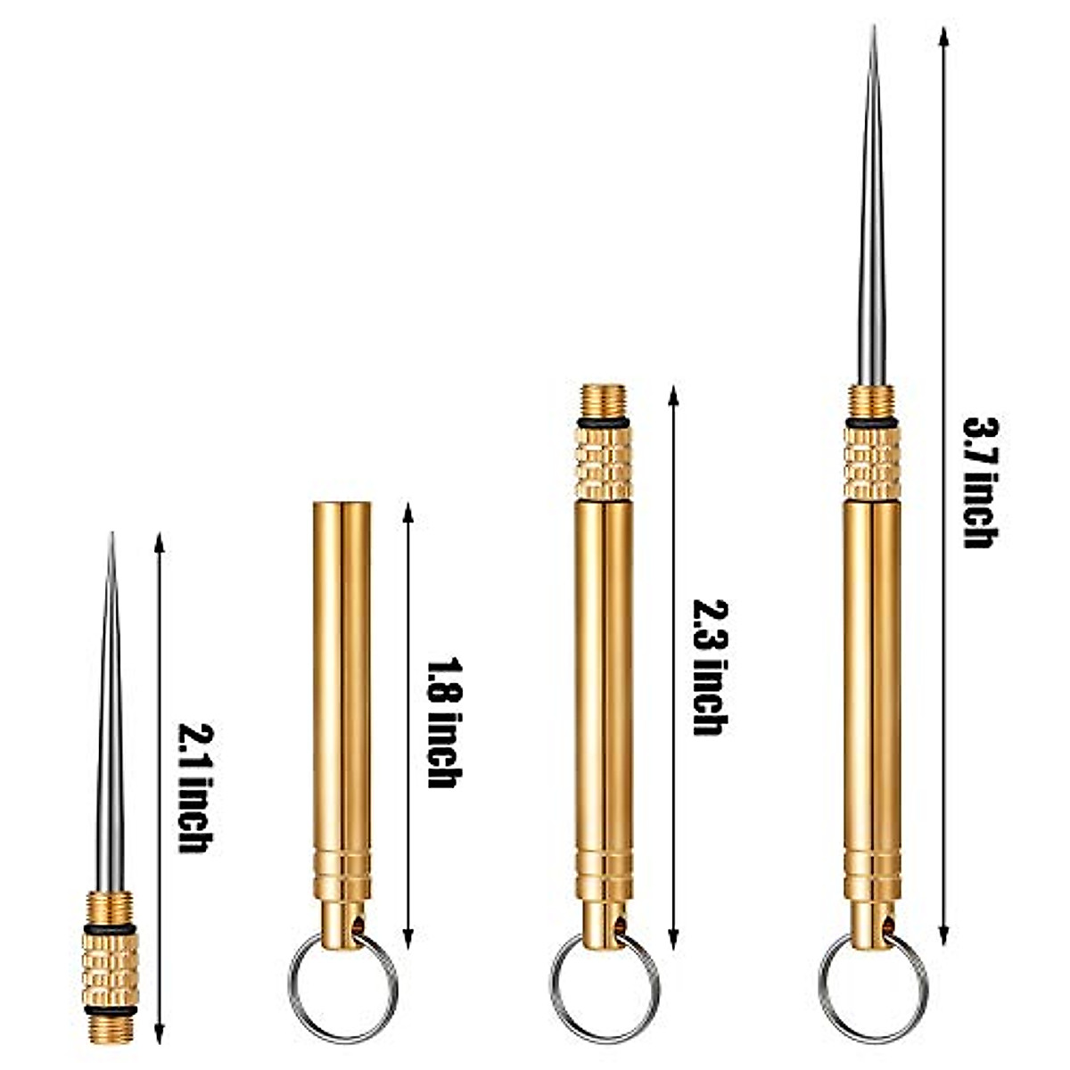 5 Pieces Portable Titanium Toothpicks Pocket Toothpicks Keychain Brass with Metal Toothpick Holder for Outdoor Picnic Camping Accessories