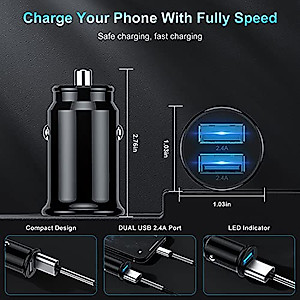 iPhone Car Charger, [Apple MFi Certified] 24W Dual USB Car Charger Adapter Plug with 2Pack 6ft Lightning Cable,iPhone Charging Cord for Apple iPhone 13 Pro/12 Mini/11/Xs Max/XR/X/8 Plus/7/6s/5/iPad.