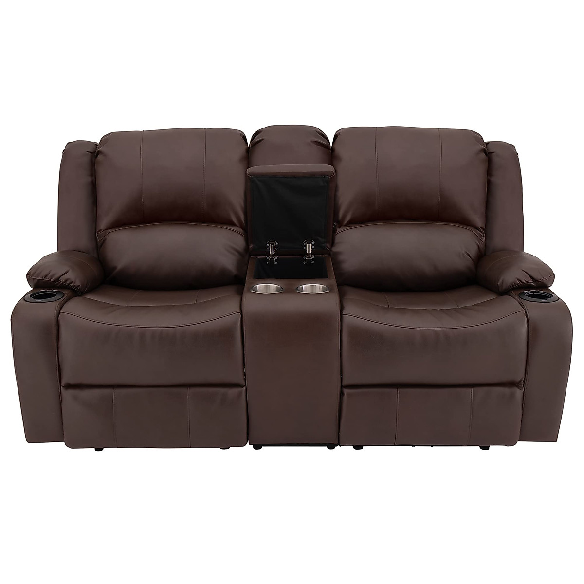 RecPro Charles Collectiom | 70" Powered Doubled Recliner | Suprima Leather (Mahogany)