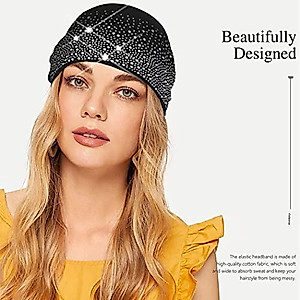 CAKURE Crystal Headband Rhinestone Black Head Wraps Wide Knotted Head Band Turban Party Night Club Hairbands Glittery Hair Accessories for Women and Girls (Set 1) (Type A)