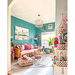 SnugLife Macrame 3 Tier Hanging Basket - Space Saving Hanging Fruit Basket for Kitchen or Decorative Boho Decor Hanging Plant Holder - Use for Produce Baskets, Indoor Planter Hangers, 42 Inches Beige