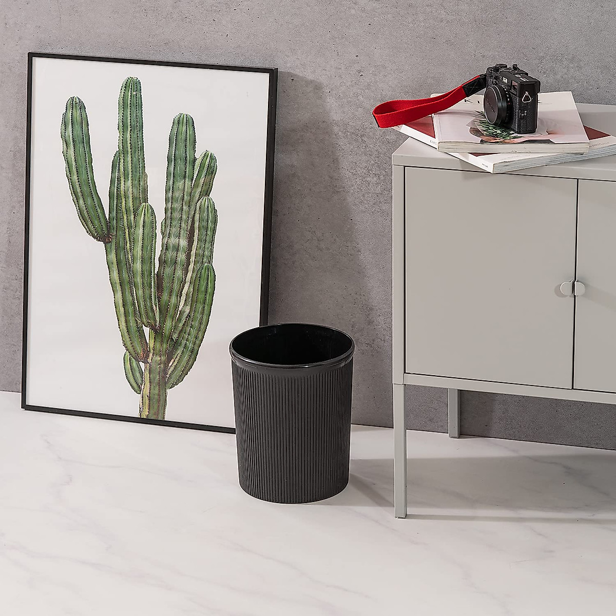 carrotez Bathroom Trash can, Small Trash Can, 2 Gallon, Office Trash can, Black Waste Basket, Plastic Garbage Container Bin for Bathroom, Kitchen, Bedroom, Under Desk, Dorm, Office