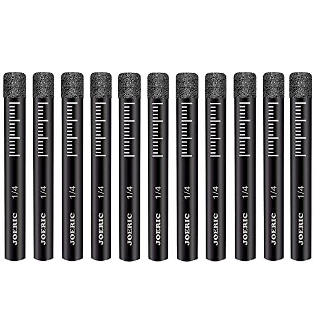 JOERIC Black 1/4" Dry Diamond Drill Bits Set, 11 PCS 6mm Diamond Core Drill Bit with Storage Bottle for Granite Marble Tile Ceramic Stone Glass Hard Materials (Not for Wood)