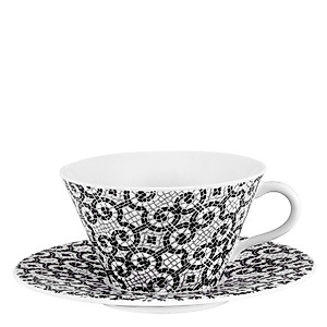 Vista Alegre Porcelain Portuguese Cobblestone Tea Cups & Saucers Set of 2