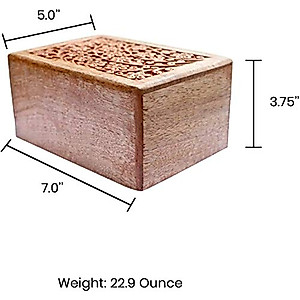 EARTHLY HOME Keepsake Urn for Ashes, Wooden Urn for Human Pet Ash, Funeral Cremation Urn for Ashes Cat Dog Urn, Urns Box for Kids Men Adult, Dog Ashes Urn - Medium (7.5 X 5.25 X 3.5 inches), Style 6
