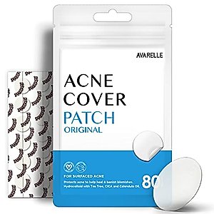 Avarelle Pimple Patches (40 Count) Hydrocolloid Acne Cover Patches | Zit Patches for Blemishes, Zits and Breakouts with Tea Tree, Calendula and Cica Oil for Face | Vegan, Cruelty Free Certified, Carbonfree Certified (40 PATCHES) (MEDIUM, 80)