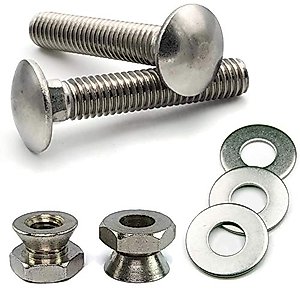 Stainless Steel Sign Mounting Hardware Carriage Bolt with Security Nuts Kit 5/16"-18 x 2" for U Channel Post - 48 Pieces