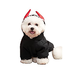 QWINEE Dog Hoodie Reflective Skull Print Cat Clothes Sweatshirt for Puppy Small Medium Dogs Kitten Light Black S