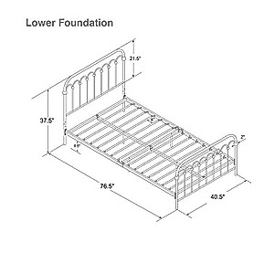 Novogratz Bright Pop Metal Bed, Adjustable Height for Underbed Storage (6.5" or 11"), Metal Slats Included, Twin, White