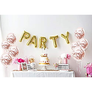 Rose Gold Confetti Latex Balloons, 50pcs 12 Inch Party Balloons for Bridal Shower Wedding Birthday Engagement Decoration