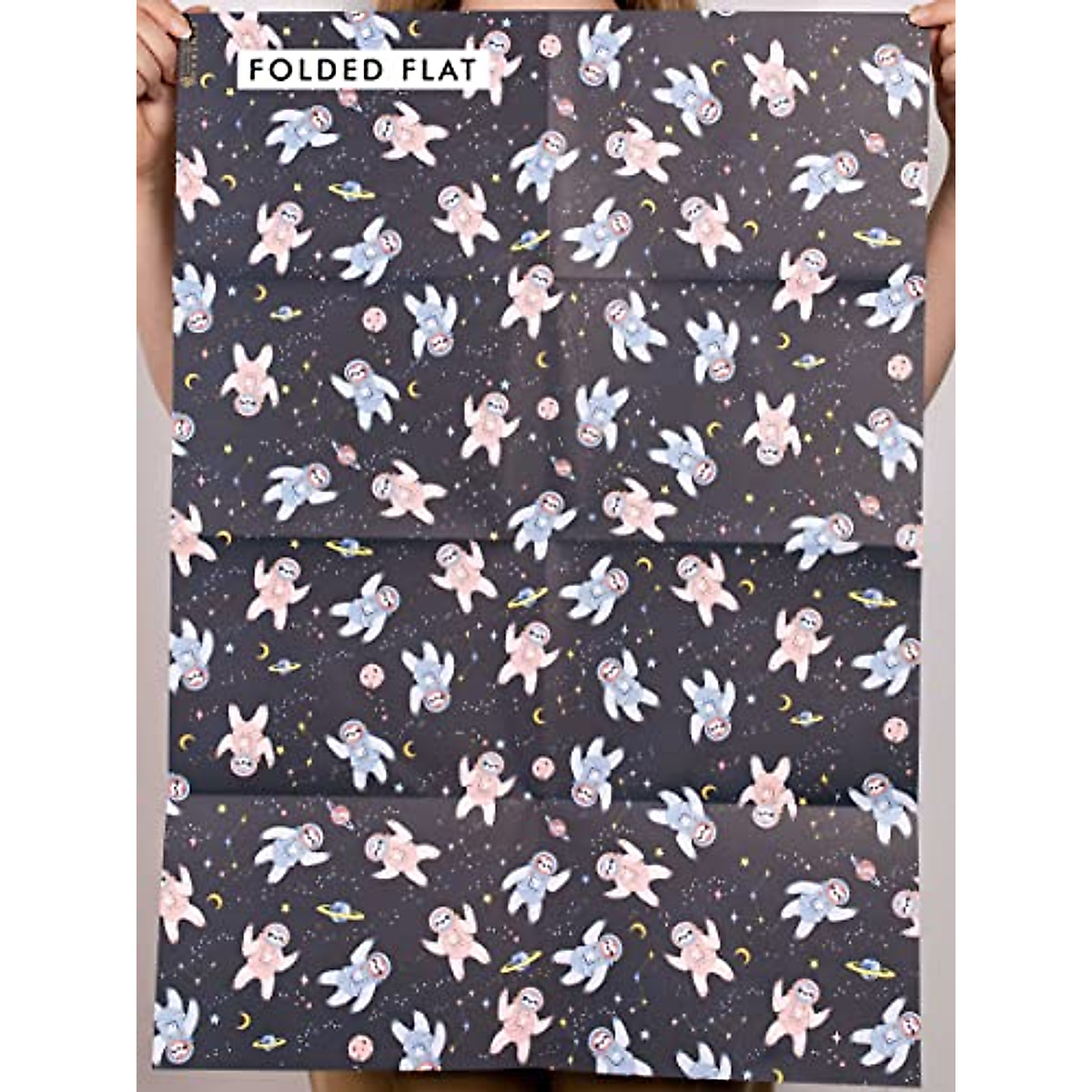 CENTRAL 23 - Birthday Wrapping Paper - 6 Gift Wrap Sheets - Navy Space Theme - Sloths - Men Women - Recyclable