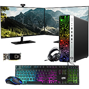 HP G3 RGB Computer PC Intel i5-6th Gen, AMD RX 550 Graphics, 32GB RAM, 240GB SSD + 1TB HDD, MTG 24 Inch Dual Monitor, RGB Keyboard Mouse, Headphone, Webcam, Win 10 Pro (Renewed)