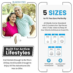BlaidsX Pro Programmable Hearing Aids for Adults with Mobile App Hearing Test & Noise Cancellation, Hearing Aids for Seniors with Bluetooth, Dual Mic & 48 DSP Channels | USA-Made Multi Core Processor