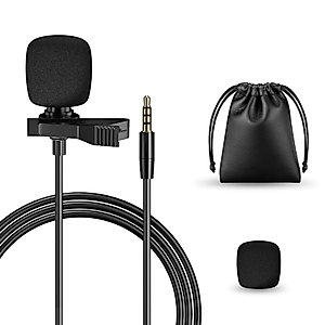 Aokeo Professional Lavalier Lapel Microphone Omnidirectional Condenser Mic for iPhone Android Smartphone,Recording Mic for Youtube,Interview,Video (3.5mm)