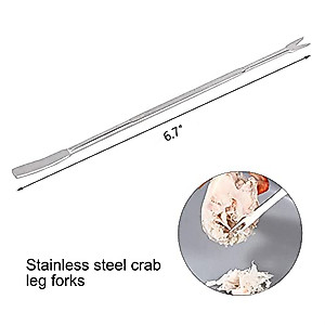 HOMOKUS Seafood Tools 21 Pcs Nut Crab Crackers Set including 6 Crab Leg Crackers, 6 Lobster Shell Forks, 6 Crab Leg Forks 2 Seafood Scissors & Storage Bag