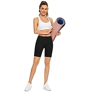 Custer's Night Biker Shorts Women High Waist Out Pocket Yoga Short Tummy Control Workout Running 4 Way Stretch Yoga Leggings Black XL