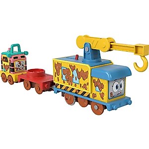 Thomas & Friends Motorized Toy Set Muddy Fix ‘em Up Friends Carly the Crane & Sandy the Rail Speeder for Preschool Pretend Play Kids Ages 3+ Years