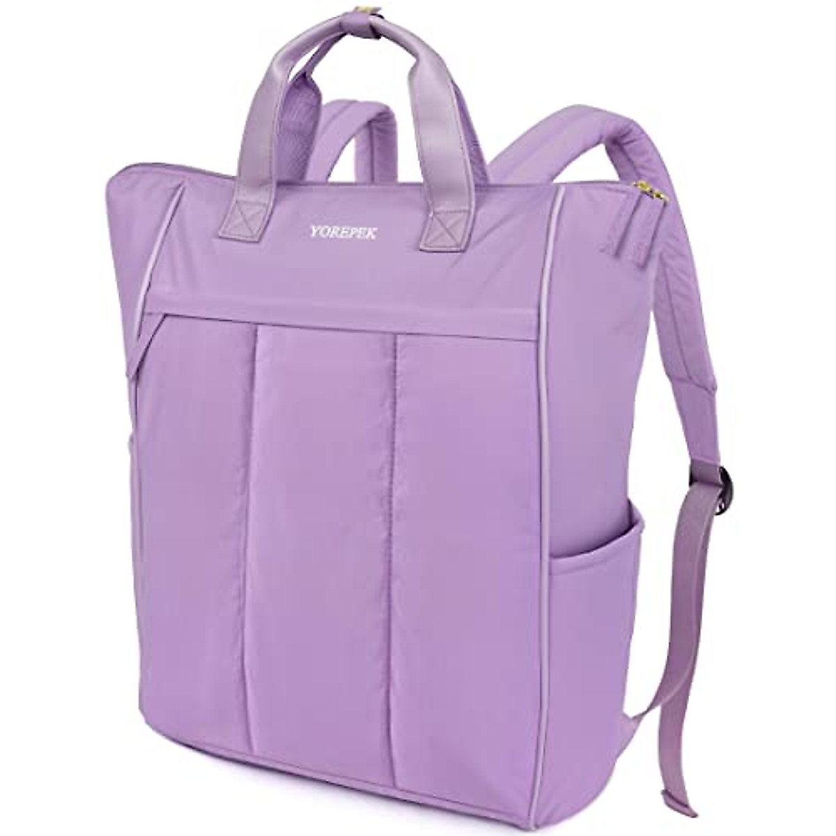 Puffy Tote Bag Backpack for Women, 15.6 Inch Convertible Backpack Tote Waterproof, Lightweight Computer Laptop School Backpack Bookbag Casual Daypack for Girls Ladies Teacher College Student, Purple
