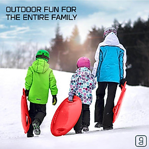 Gizmo Riders Supernova - Sleds for Kids, New Age Disc Sled with Integrated Lean Back Brake with Raised Safety Handles for Maximum Steering Control, Snow Sled, Holds 200lbs, Ages 3+ (Red, 28 Inch)