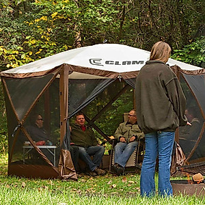 CLAM Pop Up Screen Tent, Outdoor Camping Gazebo Canopy, Escape, 11.5', Brown