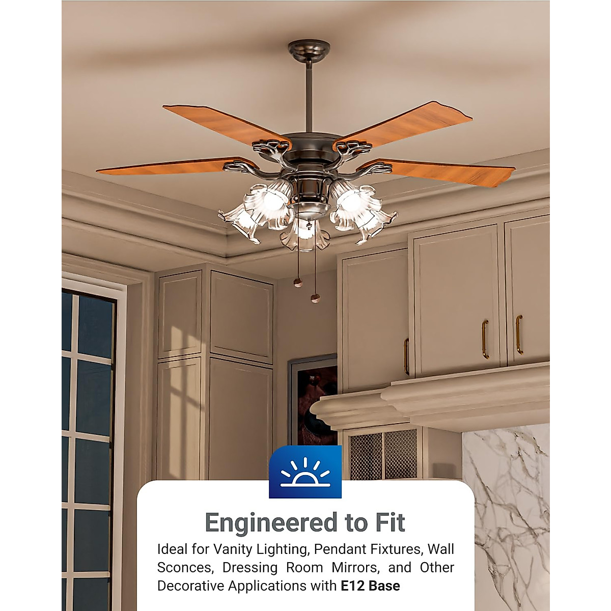 Sunco Lighting - 10 Pack E12 LED Bulbs Candelabra CRI92 5000K Daylight, 5W Equivalent 40W, 450 Lumens, Small Edison Screw Base E12, Non-Dimmable, Frosted Decorative G14 Globe Vanity Light Bulbs UL