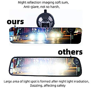 CHUANGLIN Frameless anti-glare rearview mirror, universal car interior rearview mirror, anti-glare adhesive suction cup blue mirror car endoscope (9.4 "X2.55")