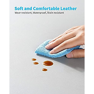 SAIJI Leather Laptop Bed Tray Table, Adjustable Laptop Stand with Removable Stopper, Portable Lap Desks with Foldable Legs, Notebook Stand Breakfast Reading Desk for Sofa Couch(Medium,Gray)