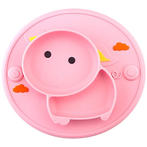 Baby Silicone Plate, Toddler Suction Plates Mini Plate Placemat for Kids and Infants Self Feeding, Microwave & Dishwasher Safe