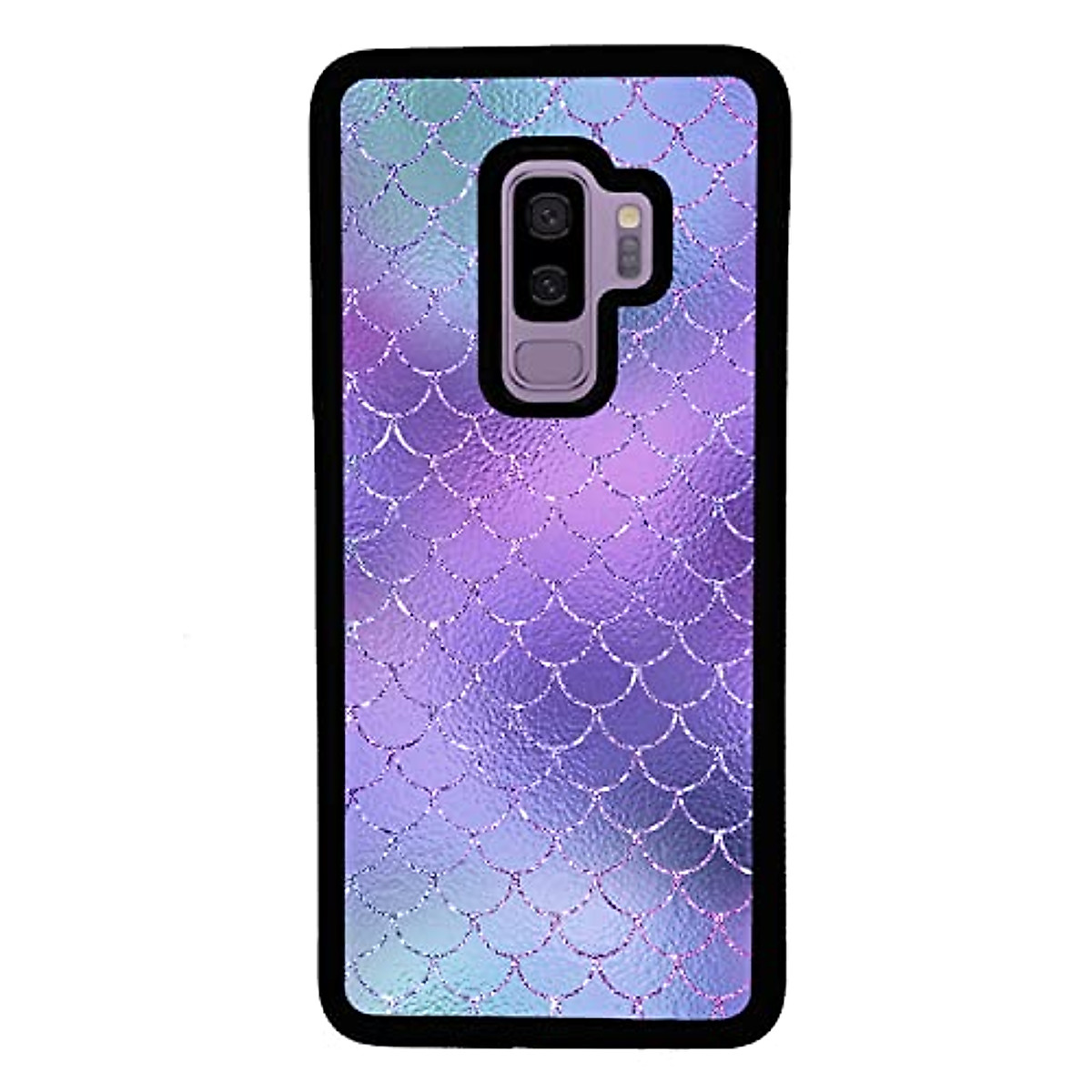 Purple Teal Mermaid Scales Skin Black Rubber Phone Case Compatible With Samsung Galaxy S23 S23+ Ultra S22 S22+ S21 S21FE S21+ S20FE S20+ S20 Note 20 S10 S10+ S10e