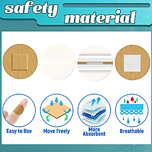 400 Pcs Adhesive Spot Bandage 4 Sizes Flexible Fabric Adhesive Bandages Round Tan Non Latex Bandage for Wound Care and Hides Skin Spots Ideal for Small Incisions, 0.86 Inch 0.98 Inch 1.1 Inch 1.4 Inch