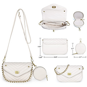 Montana West Quilted Small Crossbody Bags for Women Trendy Designer Shoulder Purses and Handbags with Coin Purse, 2PCS Set (Beige)