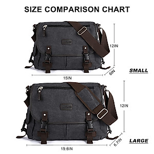Messenger Bag for Men,Unisex Canvas Shoulder Bag,Classic Vintage Military Messenger Bags for women, satchel Bag,Crossbody Bookbag,Black