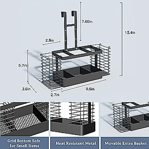 BUSOKIP Hair Tool Organizer/Hair Dryer Holder for Cabinet Door Height Adjustable, Bathroom Sink Organizer, Countertop Wall-Mount Holder for Curling Iron, Blow Dryer, Straightener. Matte Grey