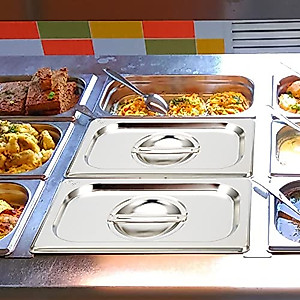 KOHAND 8 Pack 1/4 Size Steam Table Lid, Hotel Pan Cover with Handle, Stainless Steel Steam Table Pan Lid for Steam Food Pan, Buffet Pan, and Roasting Pan