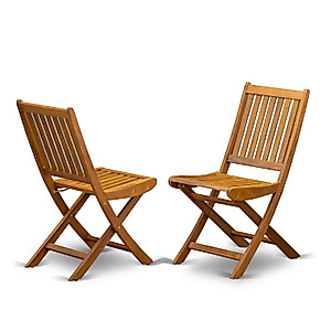 East West Furniture AEDK7CWNA 7 Piece Patio Bistro Dining Furniture Set Consist of a Rectangle Outdoor Acacia Wood Table and 6 Folding Side Chairs, 36x60 Inch, Natural Oil