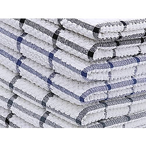 PPAXL Cotton Grid Dish Cloths, Terry Cleaning Rags, 12 x 12 Inches, Light and Soft, Quick Drying Dish Rags, 8pc/Set (Grey)