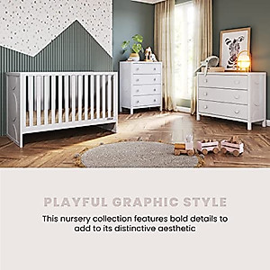 Child Craft Orbit 4 in 1 Convertible Crib, Modern Contemporary Baby Crib Converts to Toddler Bed, Day Bed and Full Size Bed, 3 Adjustable Mattress Heights (Matte White)