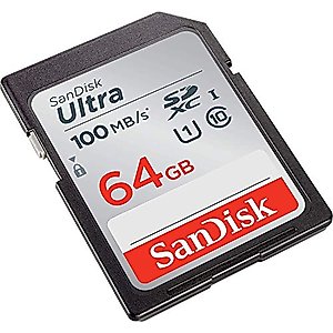 SanDisk 64GB SD Ultra Memory Card (5 Pack) UHS-I Class 10 SD Memory Card (SDSDUNR-064G-GN6IN) Bundle with (1) Everything But Stromboli Combo Card Reader