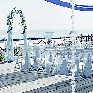 Fixwal Blue Chiffon Table Runner, 120 Inches Dusty Blue Elegant Sheer Wedding Table Runner, Romantic Table Decorations for Bridal Shower, Baby Shower, Birthday Party