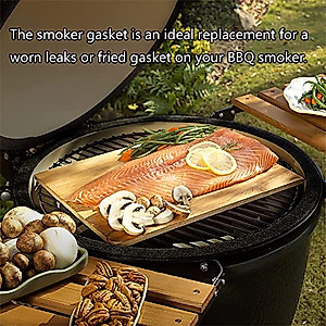 Smoker Gasket Seal, High Temp Grill Gasket Replacement, 14.7FT 7/8"x1/6" BBQ Smoker Gasket, Pre-Shrunk Accessories Self Stick Tape Felt High Seal Material