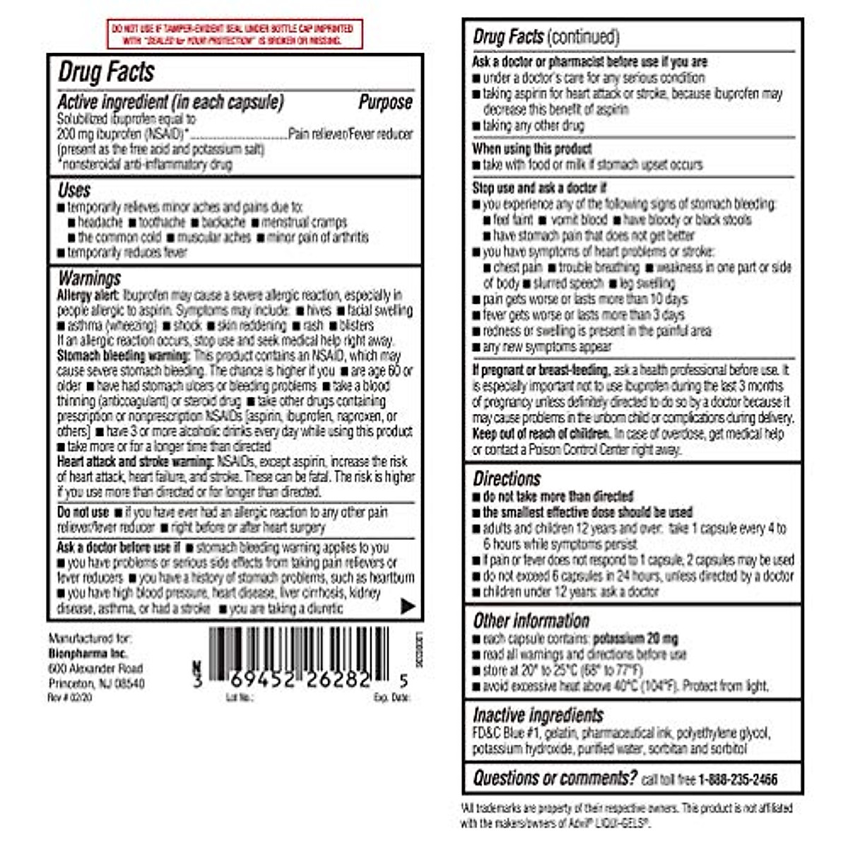 A+Health Mini Ibuprofen 200 Mg Softgels, Pain Reliever/Fever Reducer (NSAID), Made in USA, 240 Count