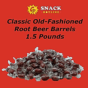 Root Beer Barrels - Old Fashioned Hard Candy 1.5 LBS plus Snack Hotline Candy Tin | Individually Wrapped Bulk Candy