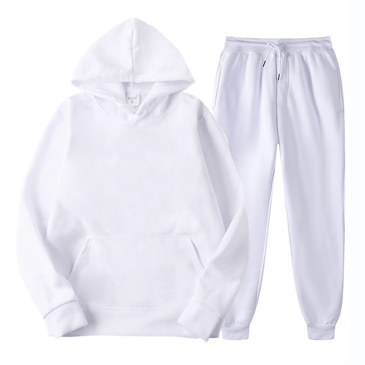 TUVEKE White Sweat Suits For Men Set 2 Piece Hoodie Jogger Track Suit Long Sleeve Tracksuit Running Jogging Sports Sweatsuits Hoodie and Pants M